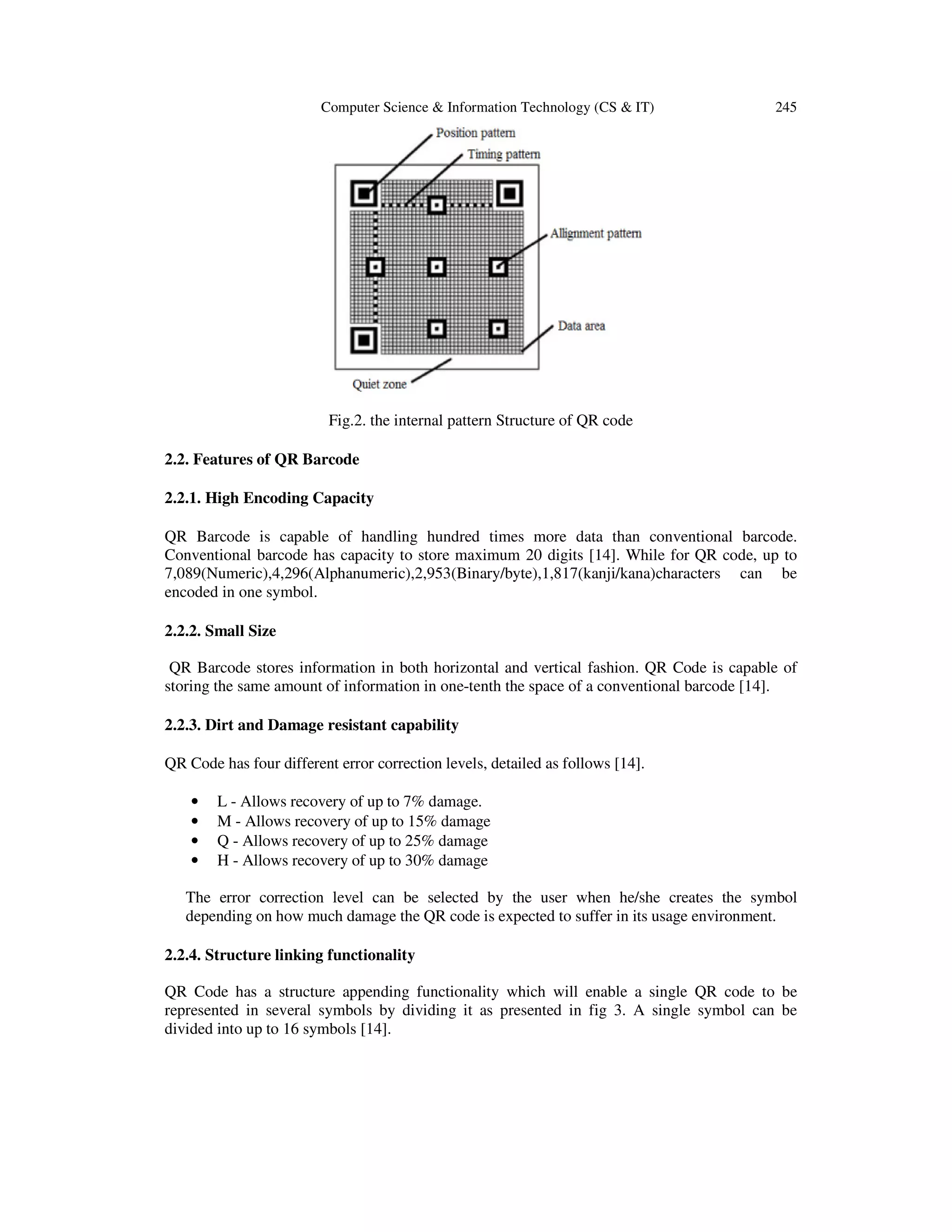 Survey On Information Hiding Techniques Using Qr Barcode Pdf Programming Languages Computing
