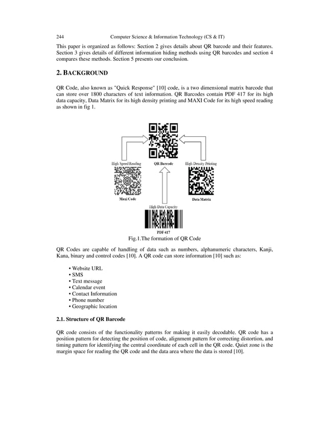 Survey on information hiding techniques using qr barcode | PDF ...