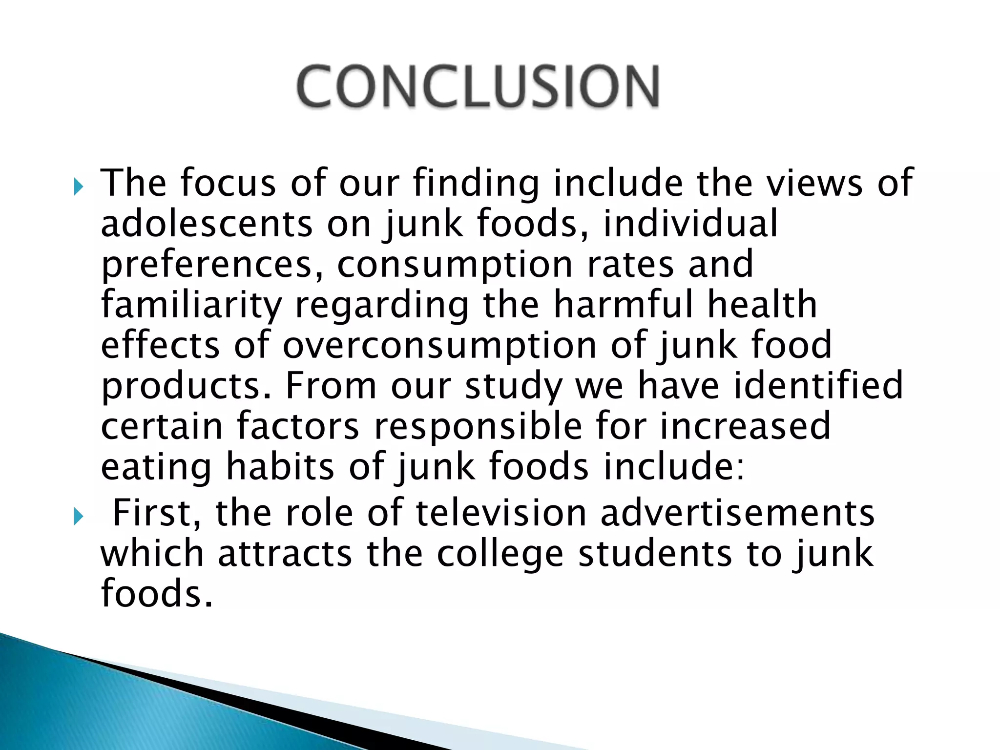 Survey on junk food consumption in vit | PPTX