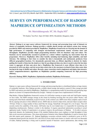 Survey on Performance of Hadoop Map reduce Optimization Methods | PDF