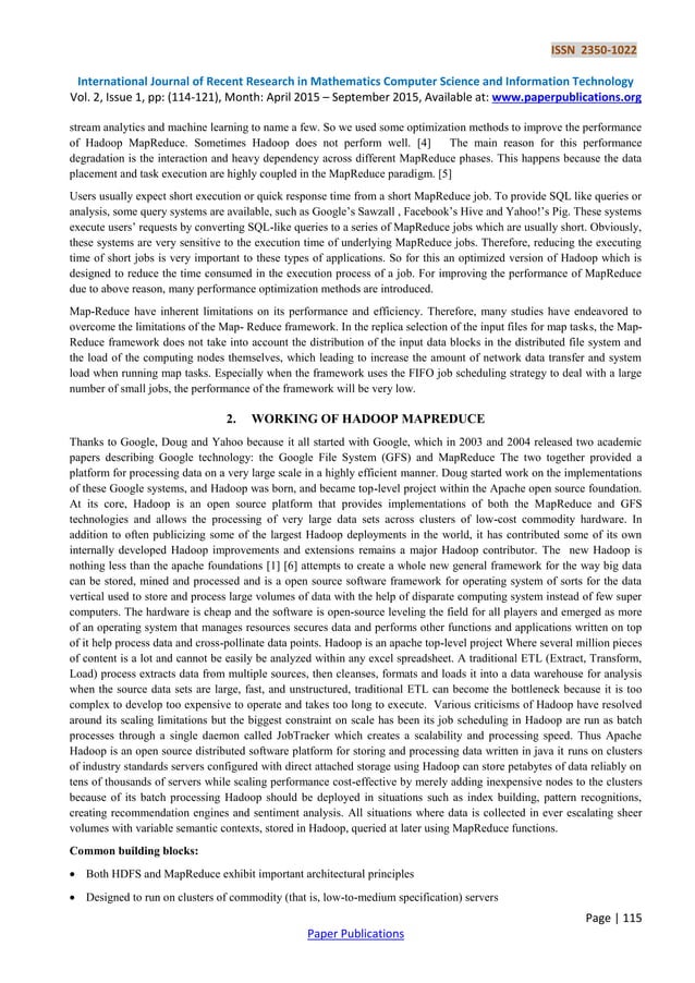 Survey On Performance Of Hadoop Map Reduce Optimization Methods Pdf