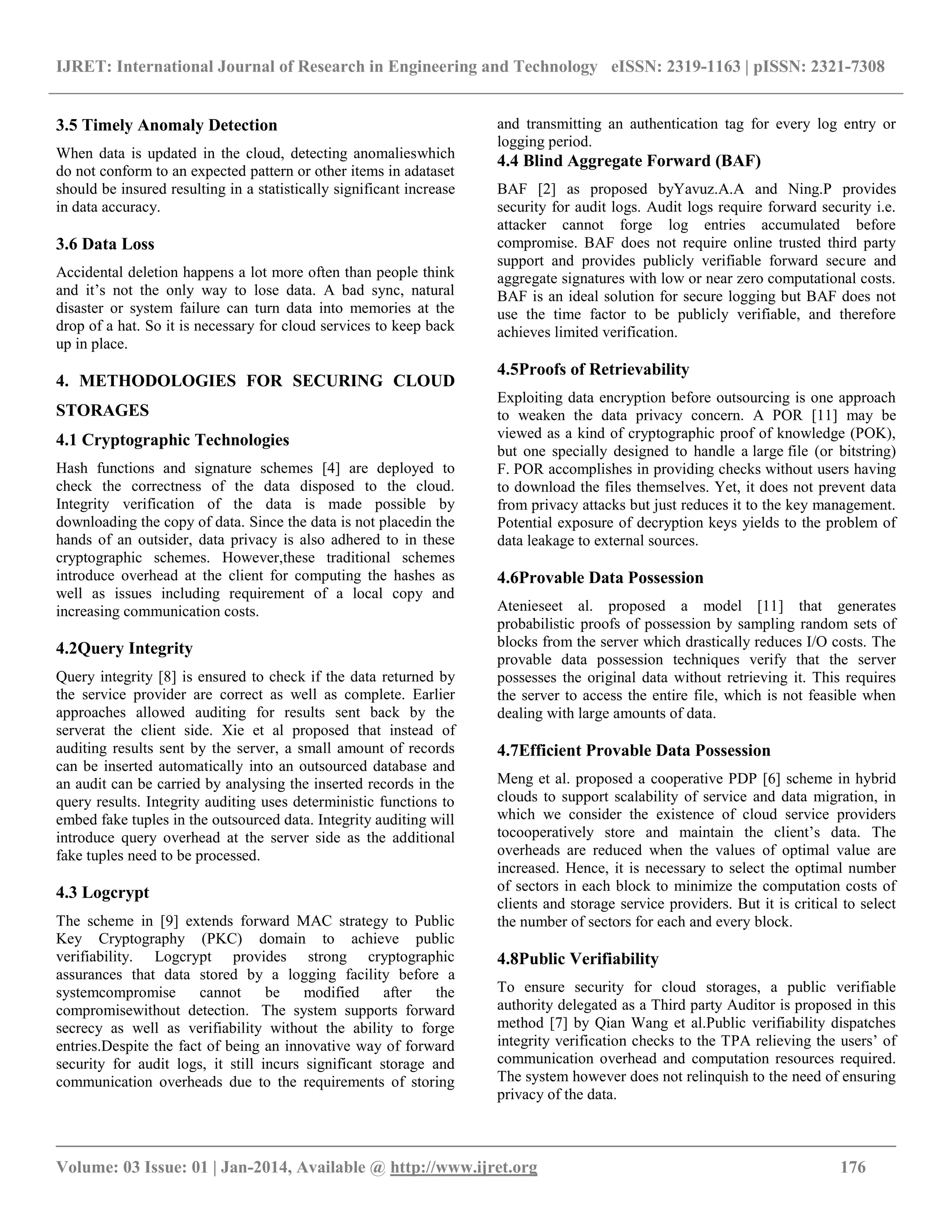 Survey on securing outsourced storages in cloud | PDF