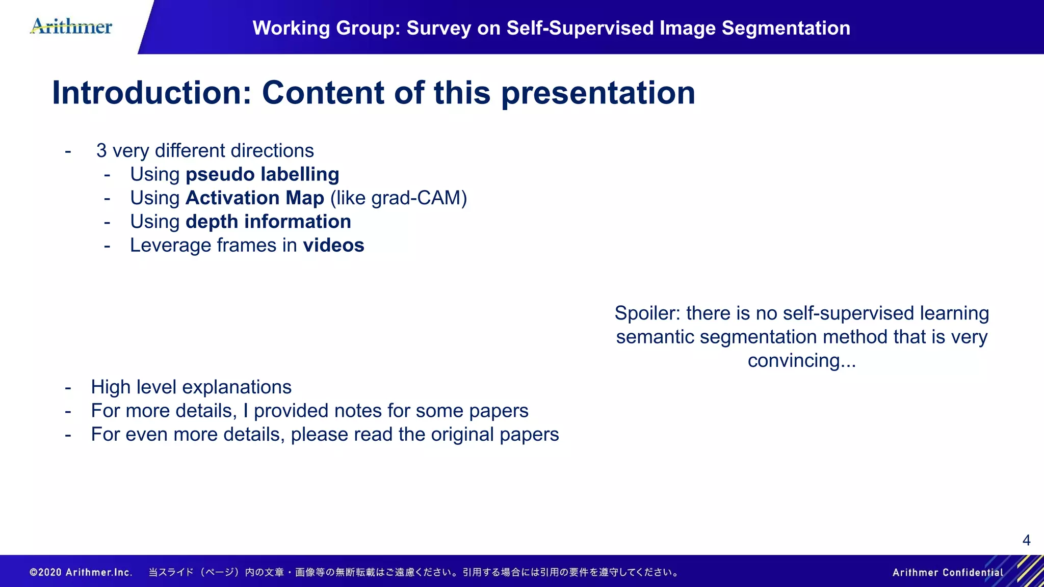 Survey on self supervised image segmentation | PPT