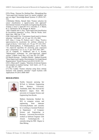 Survey on semi supervised classification methods and feature selection ...