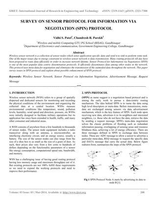 Survey on sensor protocol for information via negotiation (spin) protocol | PDF | Internet of ...