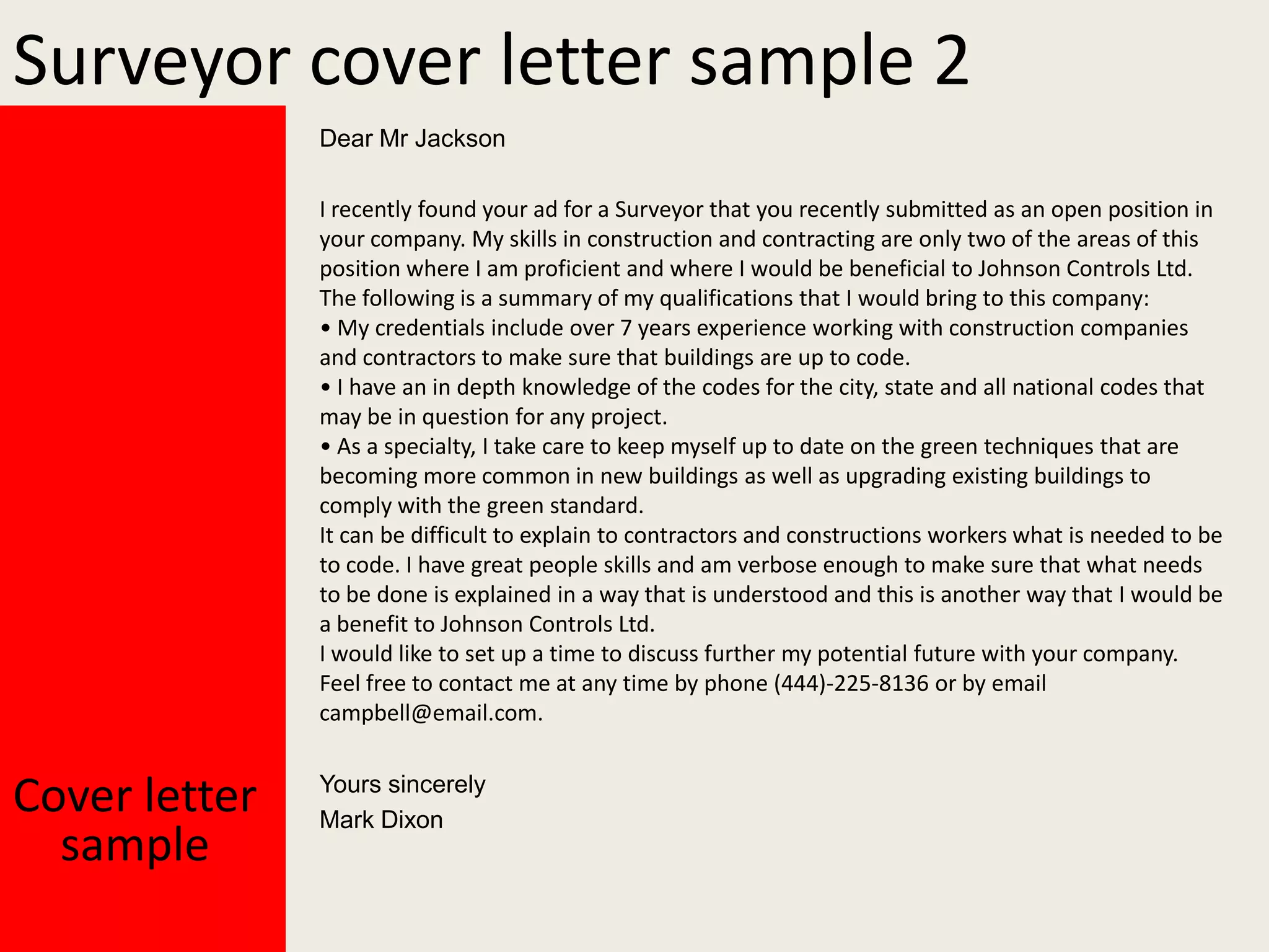Surveyor cover letter | PPTX