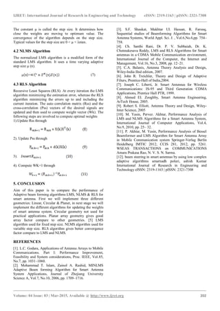 Survey paper on adaptive beamforming lms,nlms and rls algorithms for smart antenna system | PDF