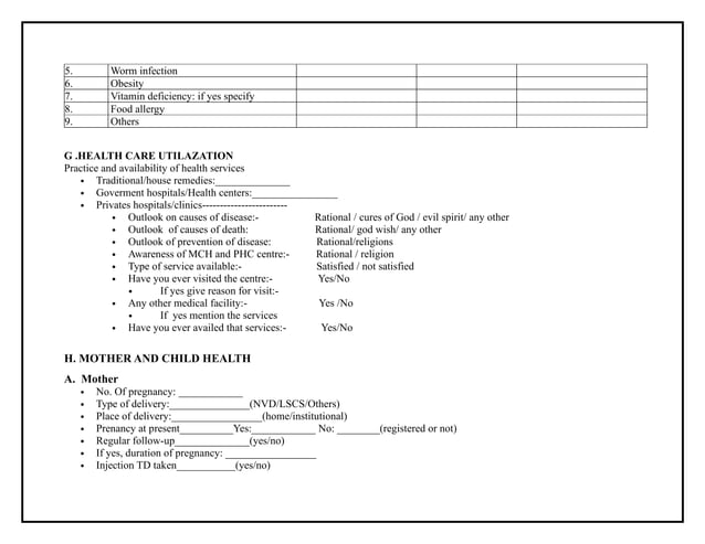 SURVEY PERFORMA.pdf | Infectious Diseases | Diseases and Conditions