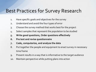 Survey question and questionnaire design slideshare 022113 dmf | PPTX