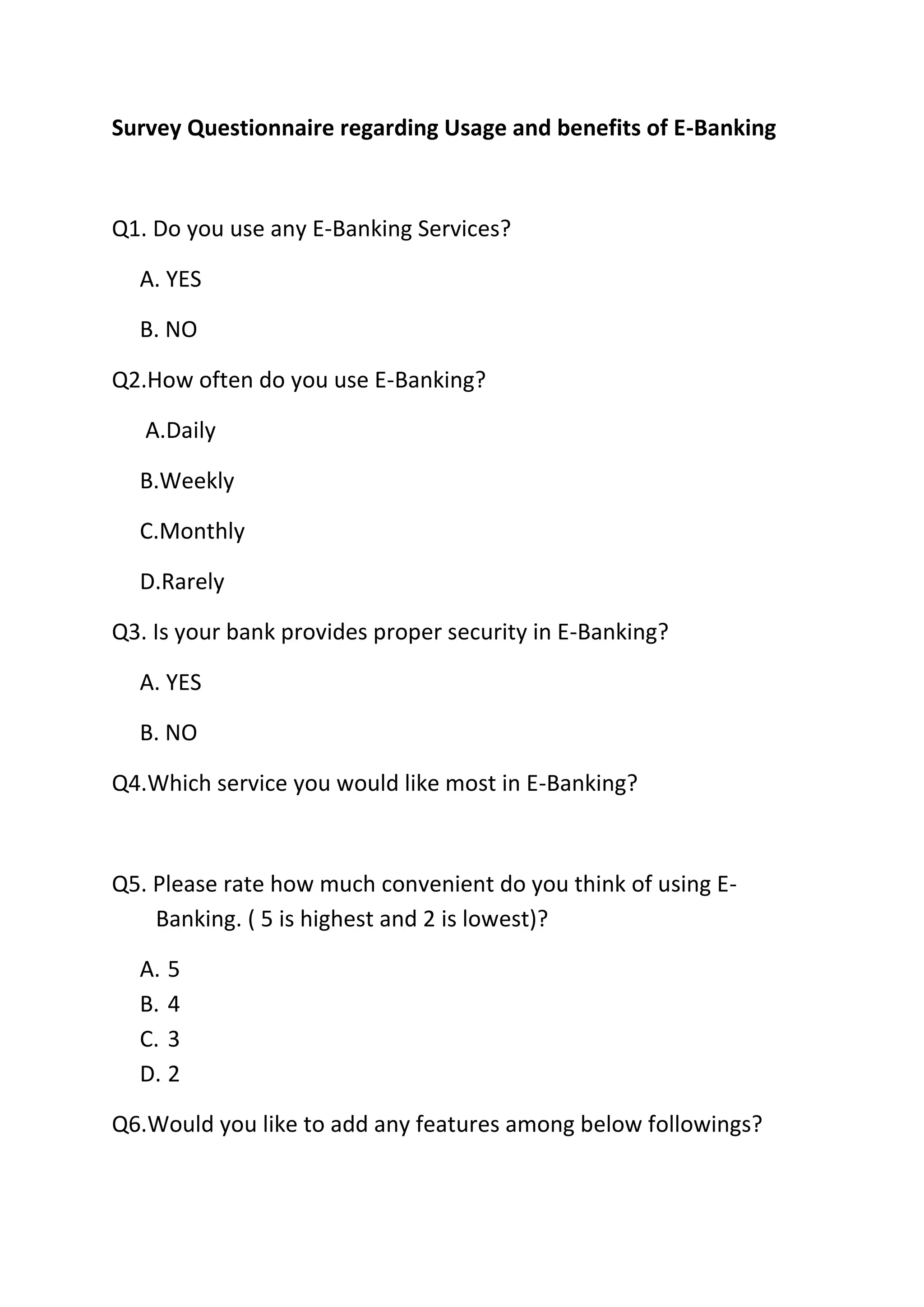 Survey questionnaire regarding usage and benefits of e | DOCX