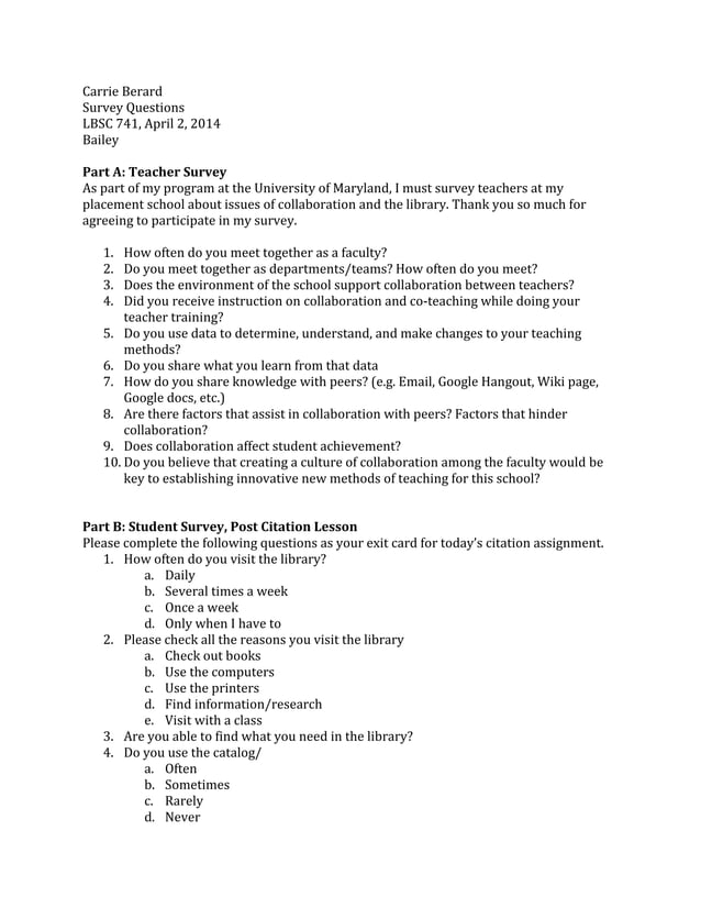 Survey questions fcps | PDF