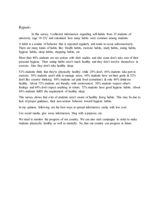 Self Habits Survey report | DOCX