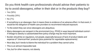 Obesogen Survey Responses | PDF