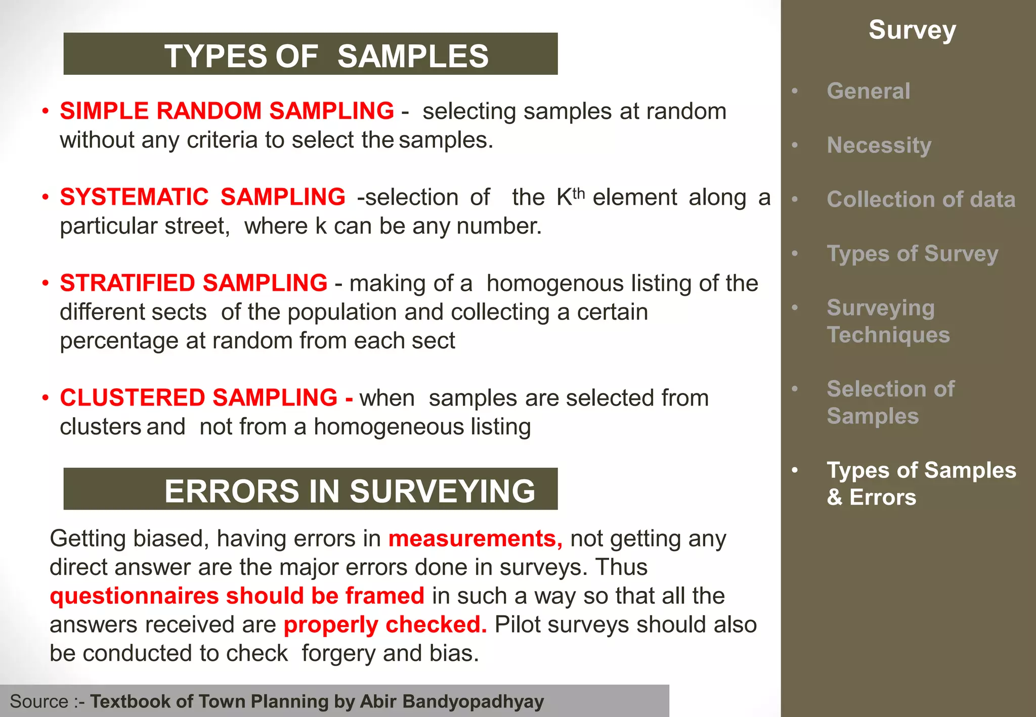 Surveys - Urban And Regional Planning | PDF
