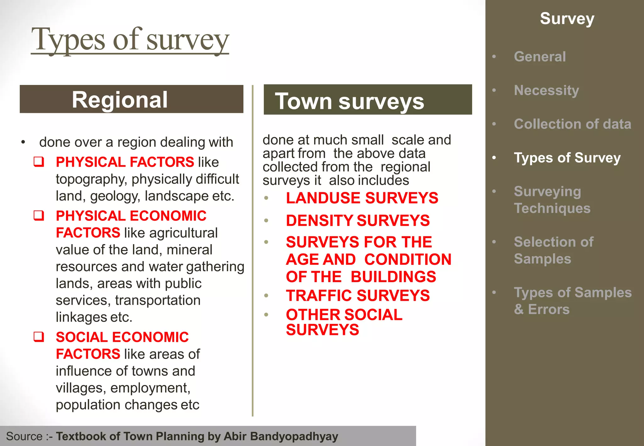 Surveys - Urban And Regional Planning | PDF