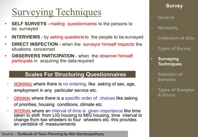 Surveys - Urban And Regional Planning | PDF