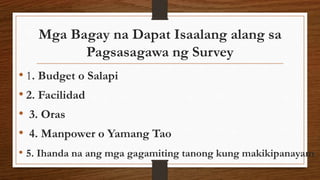 Survey sa mga halamang gulay na maaring itanim | PPTX