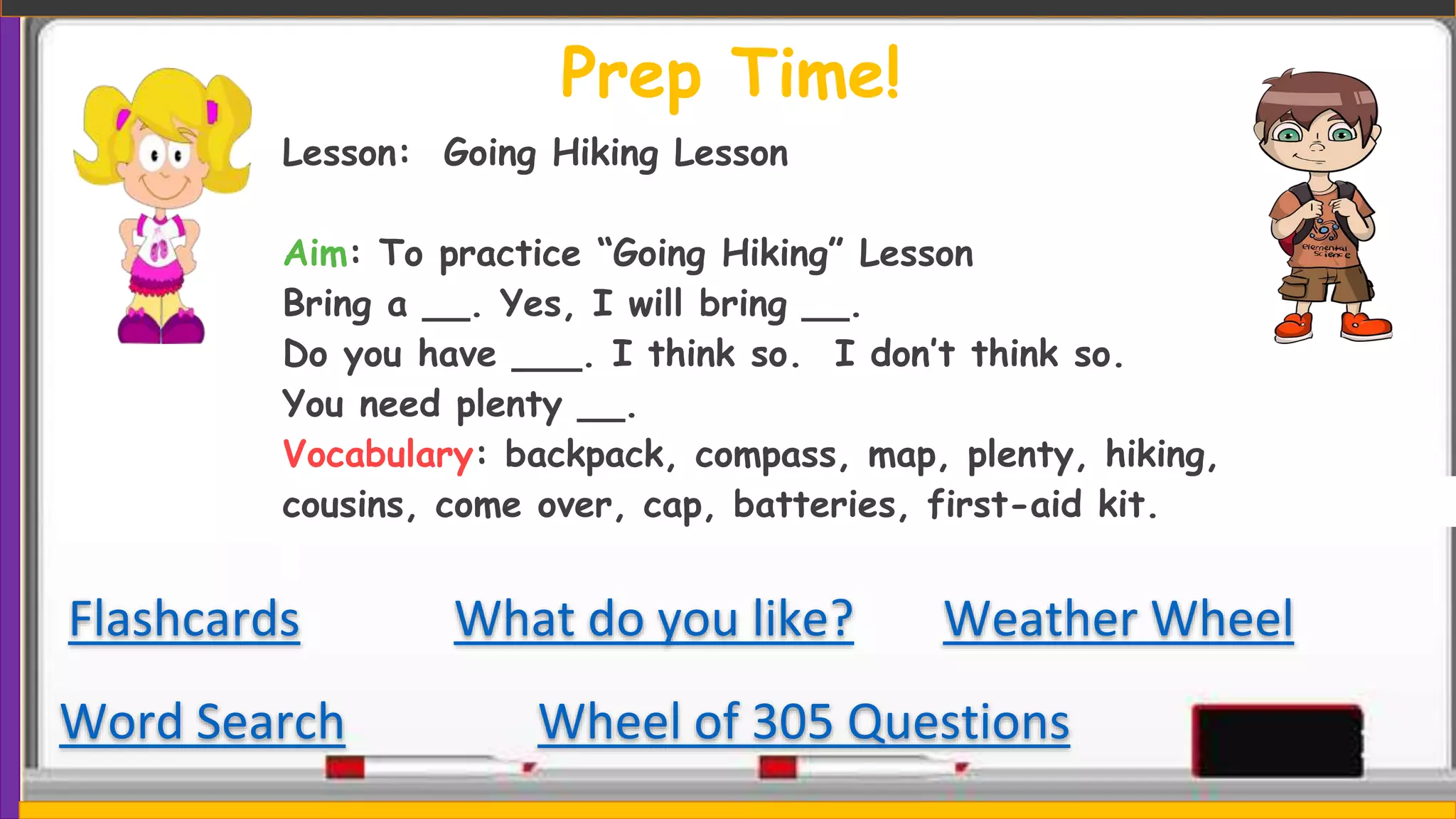 Survival English for kids (going hiking) | PPTX