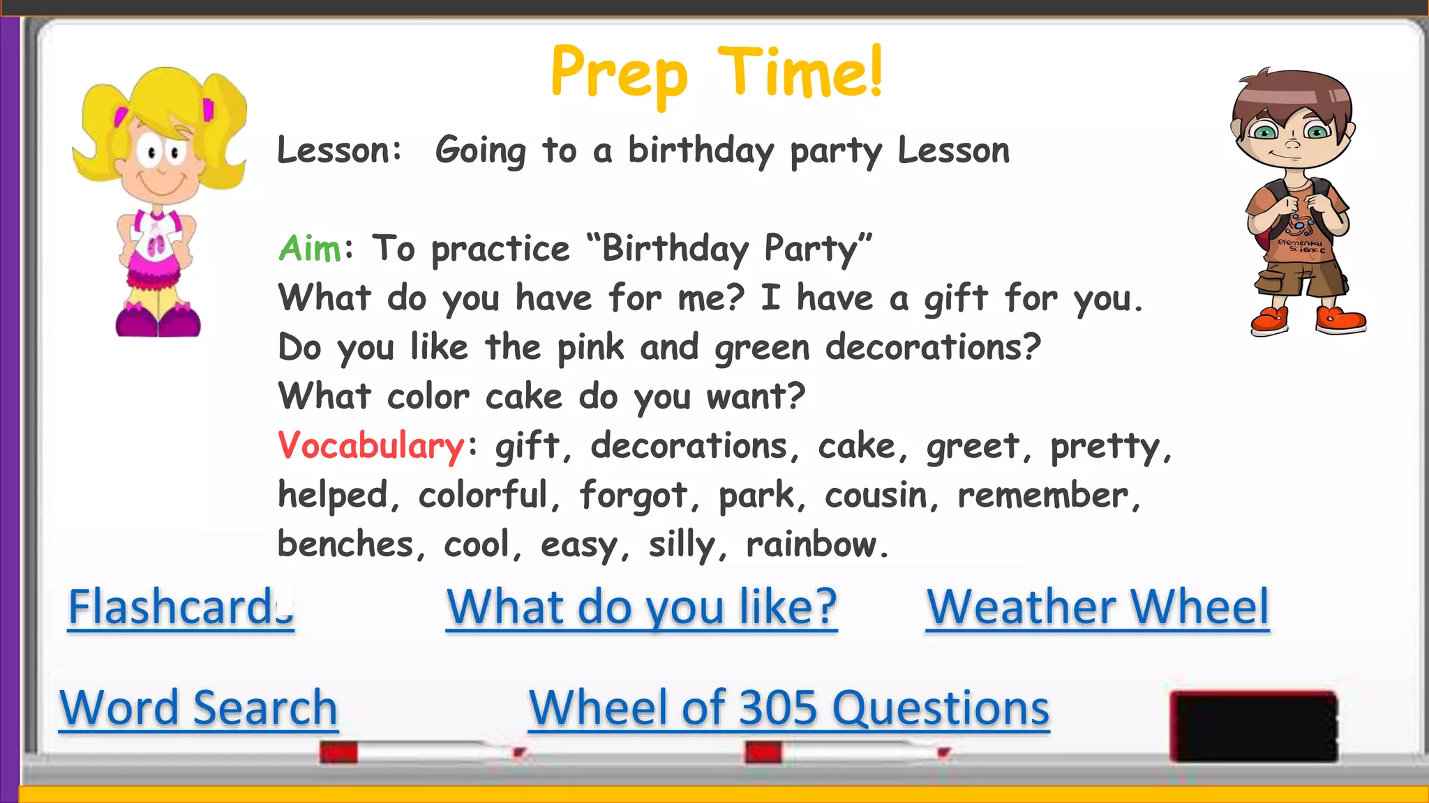 Survival English For Kids (going to a birthday party) | PPTX
