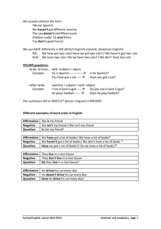 Survival English grammar | PDF