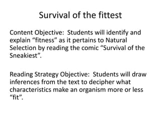 Survival of the sneakiest natural selection lesson | PPT