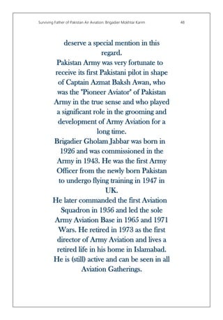 Surviving Father of Pakistan Army Aviation: Brigadier Mokhtar Karim | PDF
