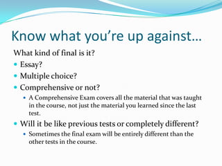 Surviving Final Exams | PPT