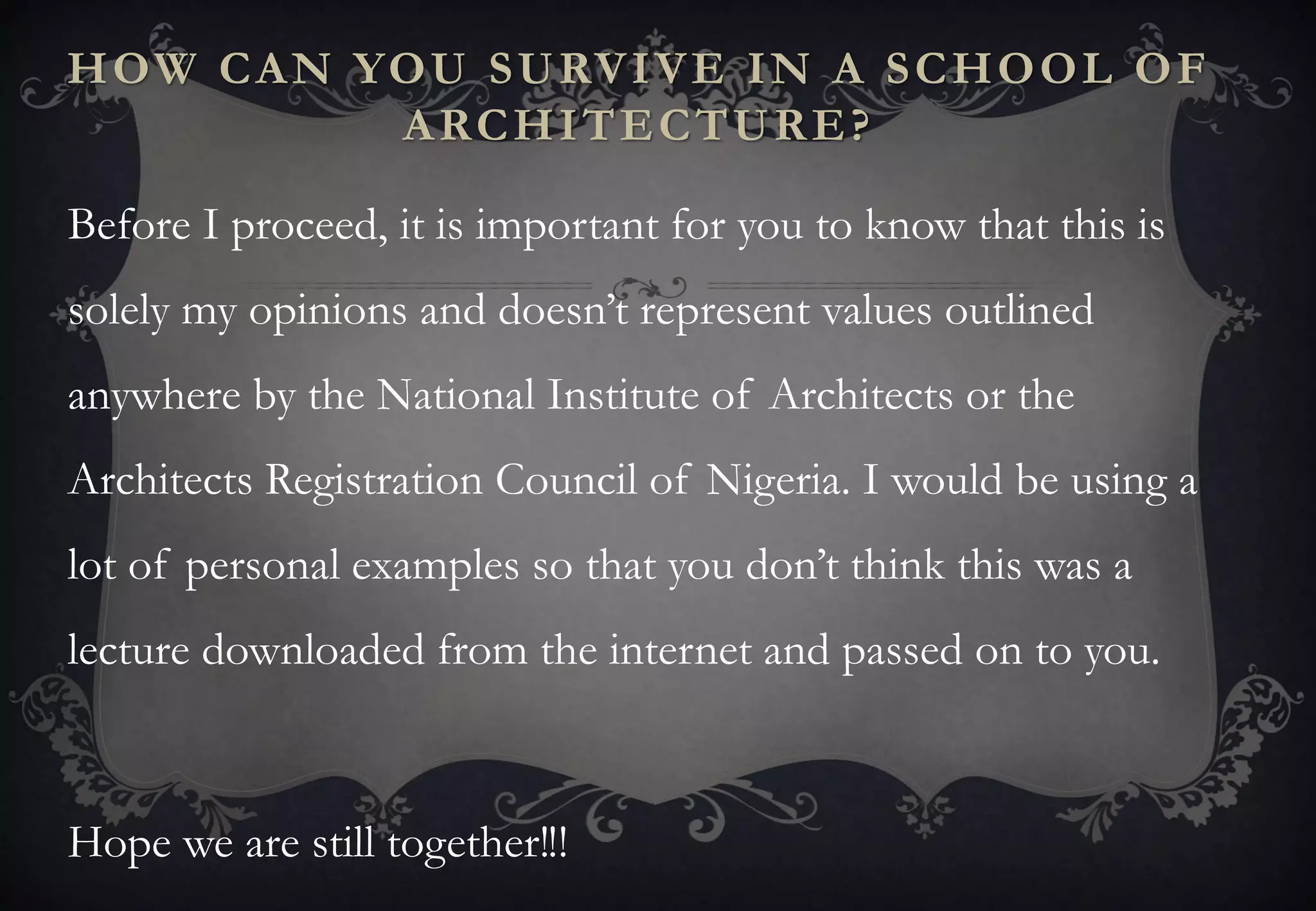 Surviving school of architecture | PPT