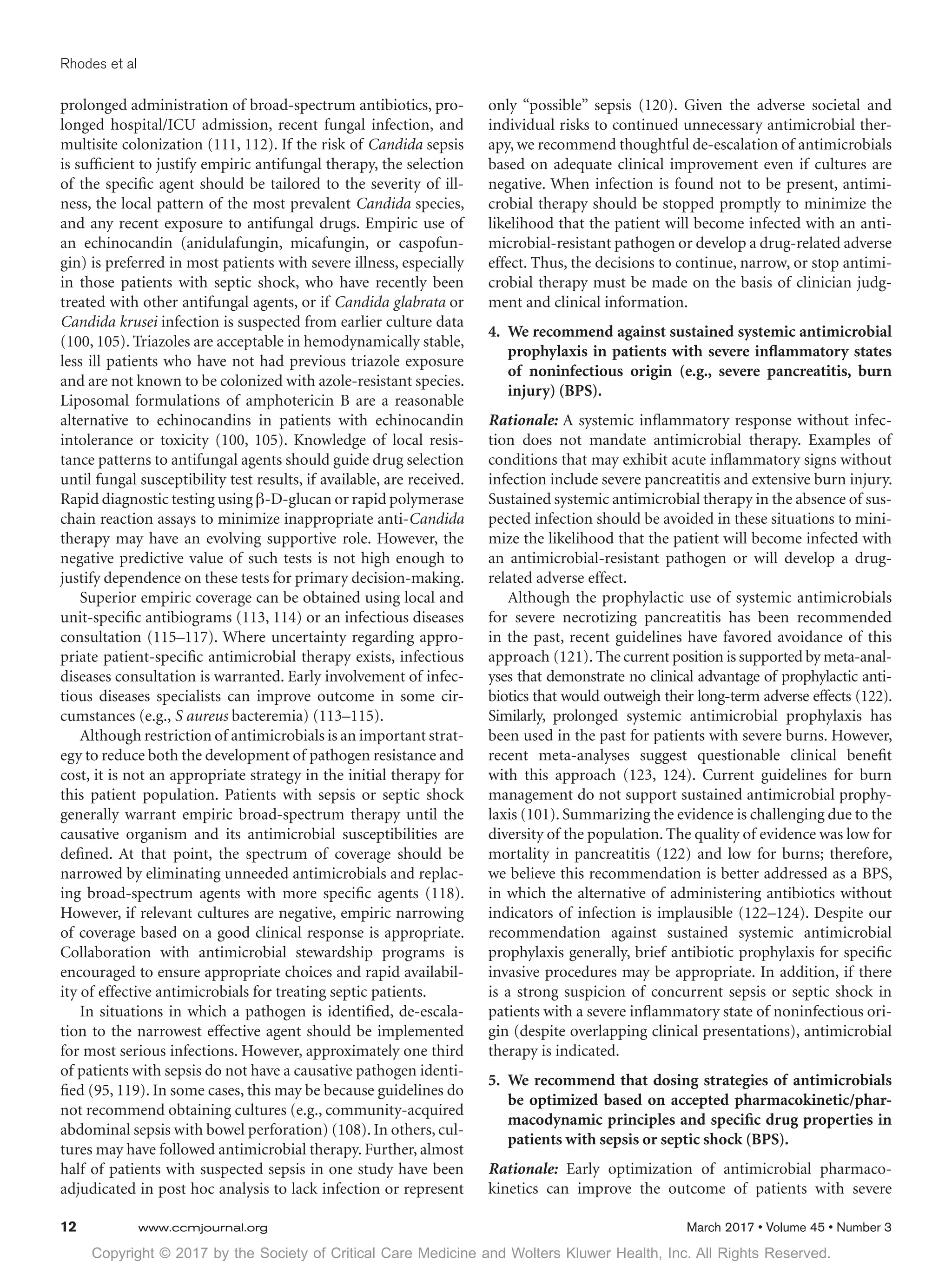 Sepsis Guidelines 2016-2017 | PDF