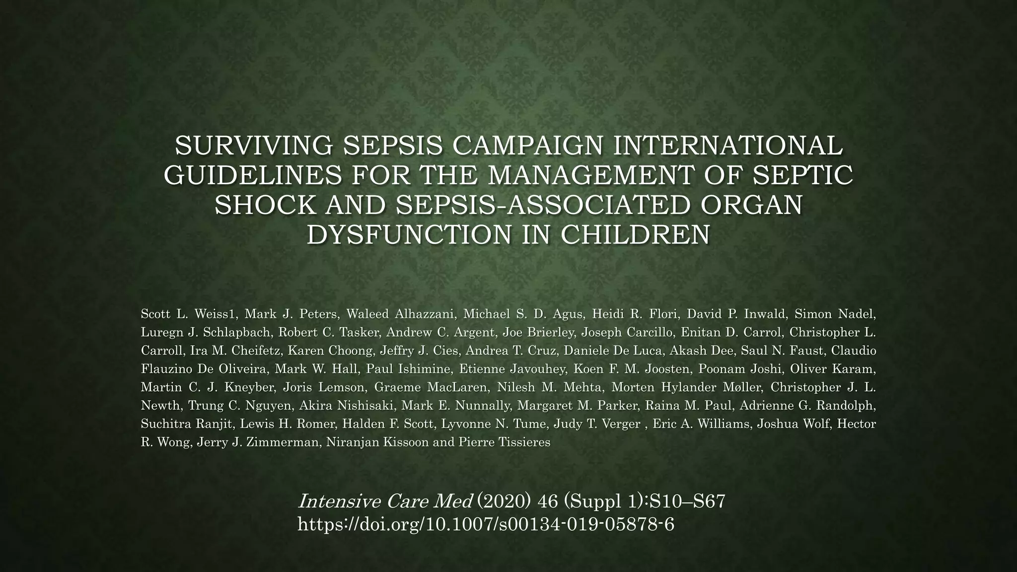 Surviving sepsis campaign international for pediatric | PPTX