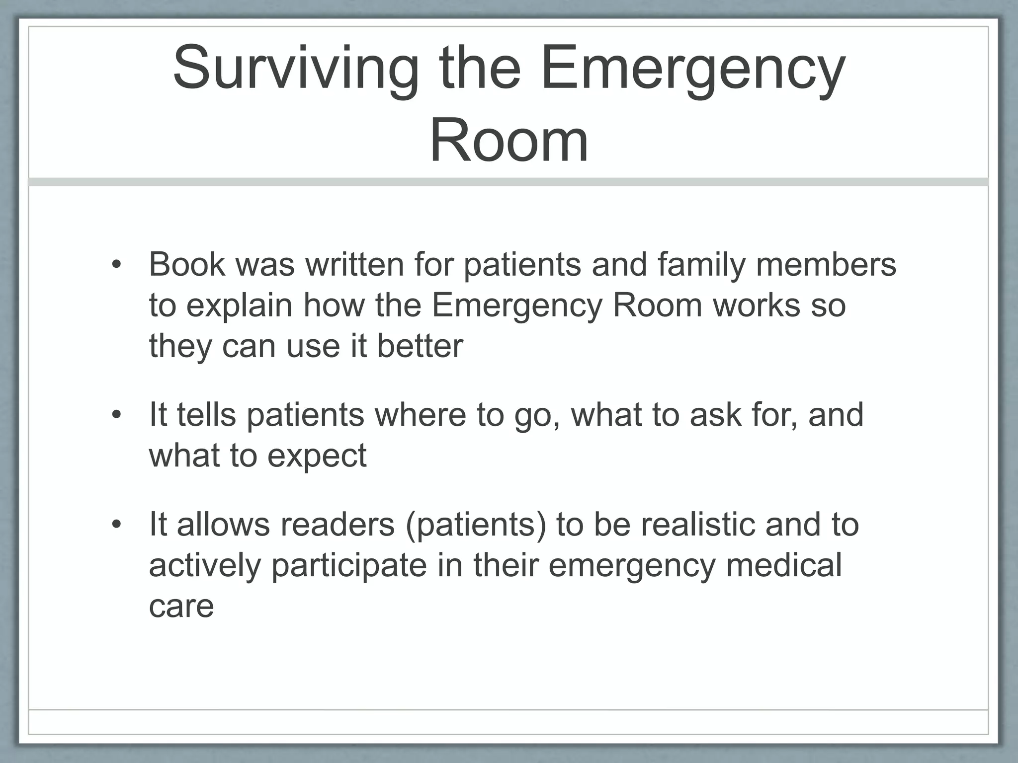 Surviving the emergency room | PPTX