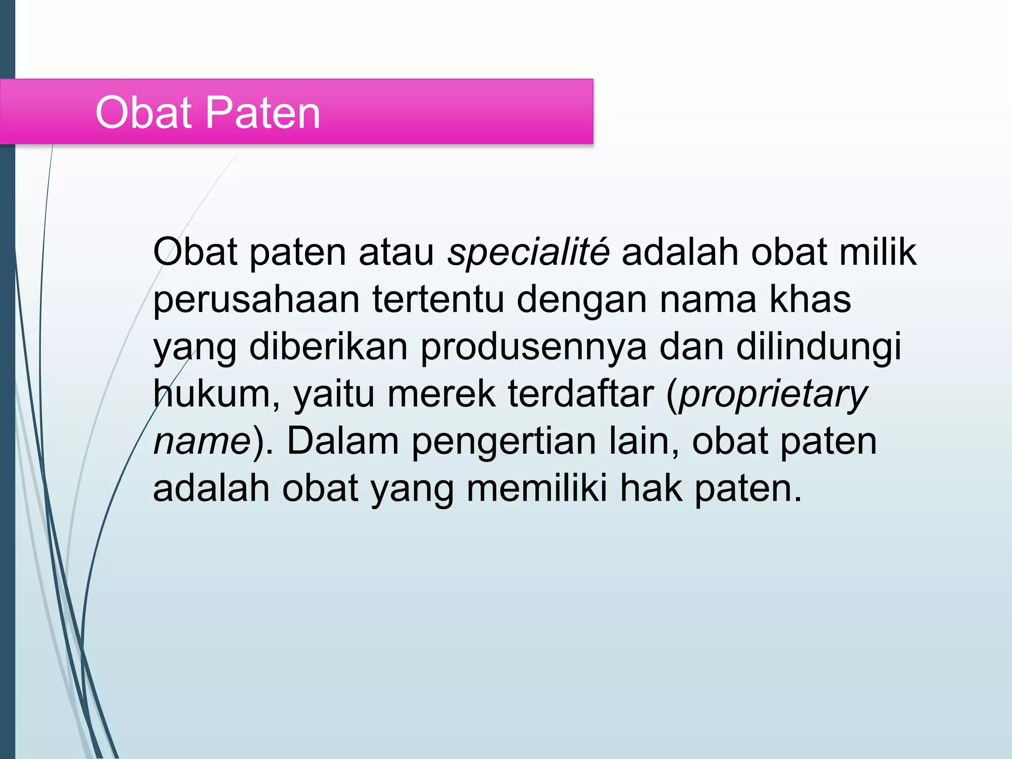 PENGGOLONGAN DAN BENTUK SEDIAAN OBAT | PPTX