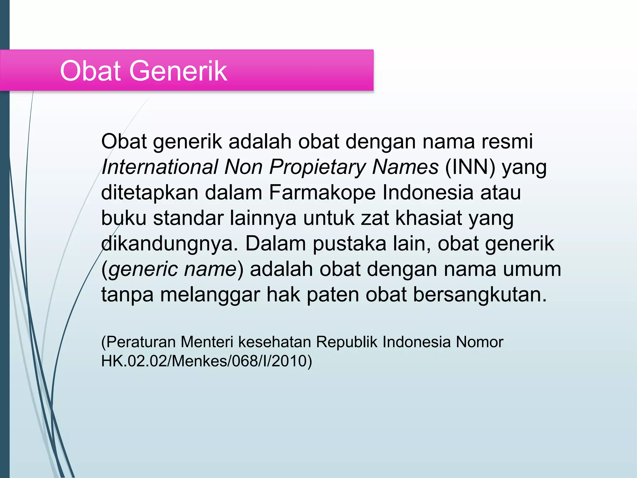 PENGGOLONGAN DAN BENTUK SEDIAAN OBAT | PPTX