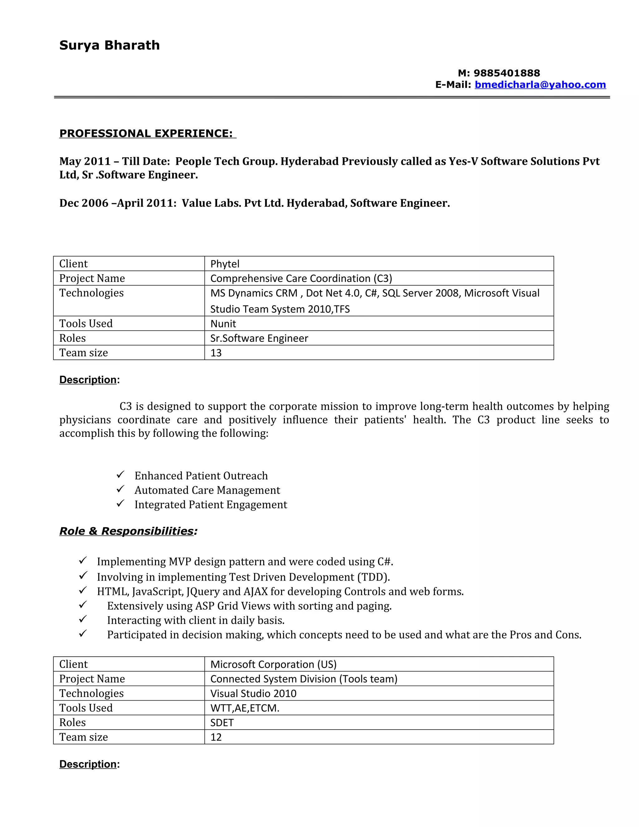 Surya bharath dotnet_6yrs | DOC | Databases | Computer Software and Applications