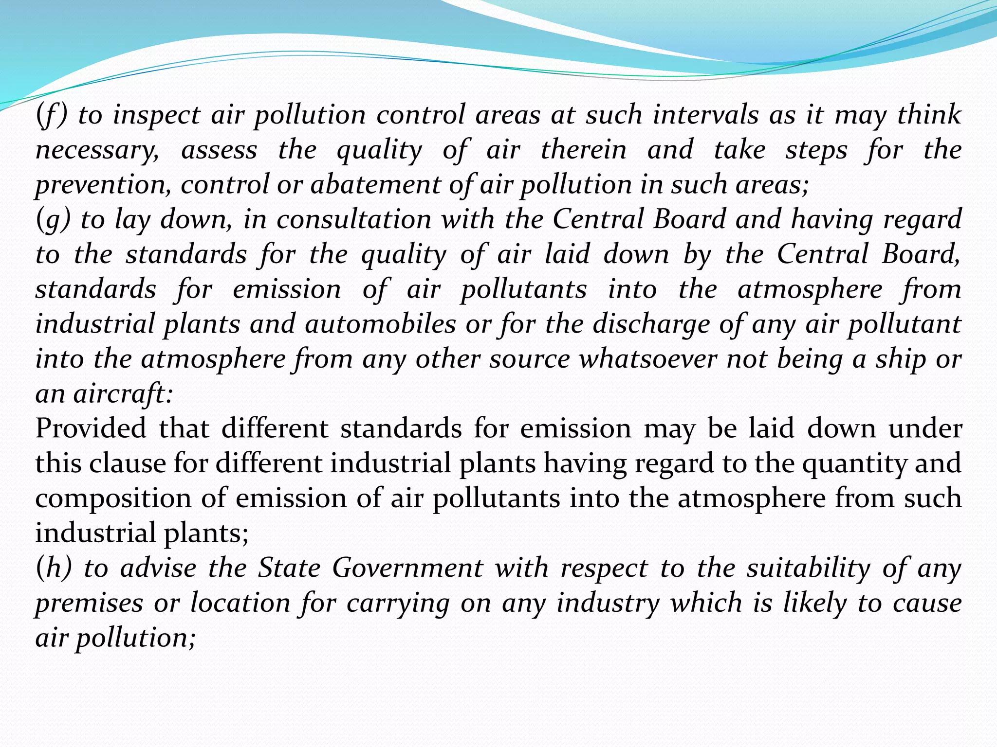 the air (prevention and control of pollution) act, 1981 | PPTX