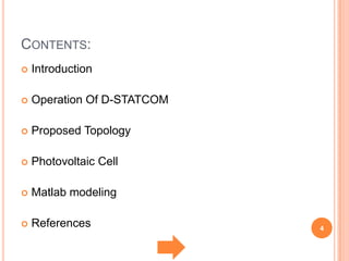 POWER QUALITY IMPROVEMENT IN A PV DISTRIBUTION SYSTEM BY USING D-STATCOM | PPTX