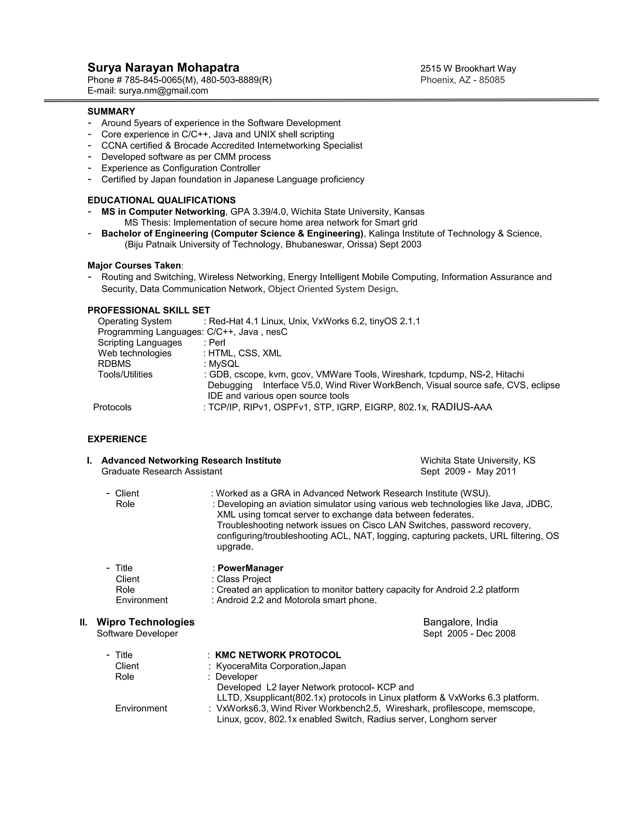 Surya resume WSU | PDF