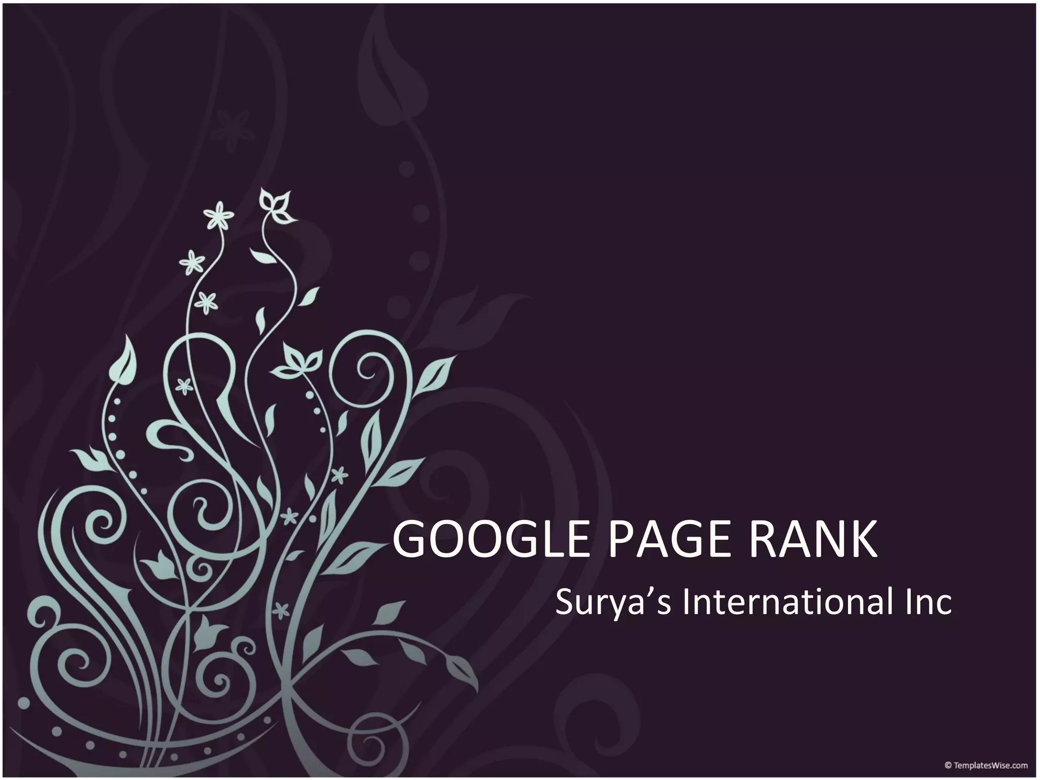 Google Page Rank (PR) | PPT
