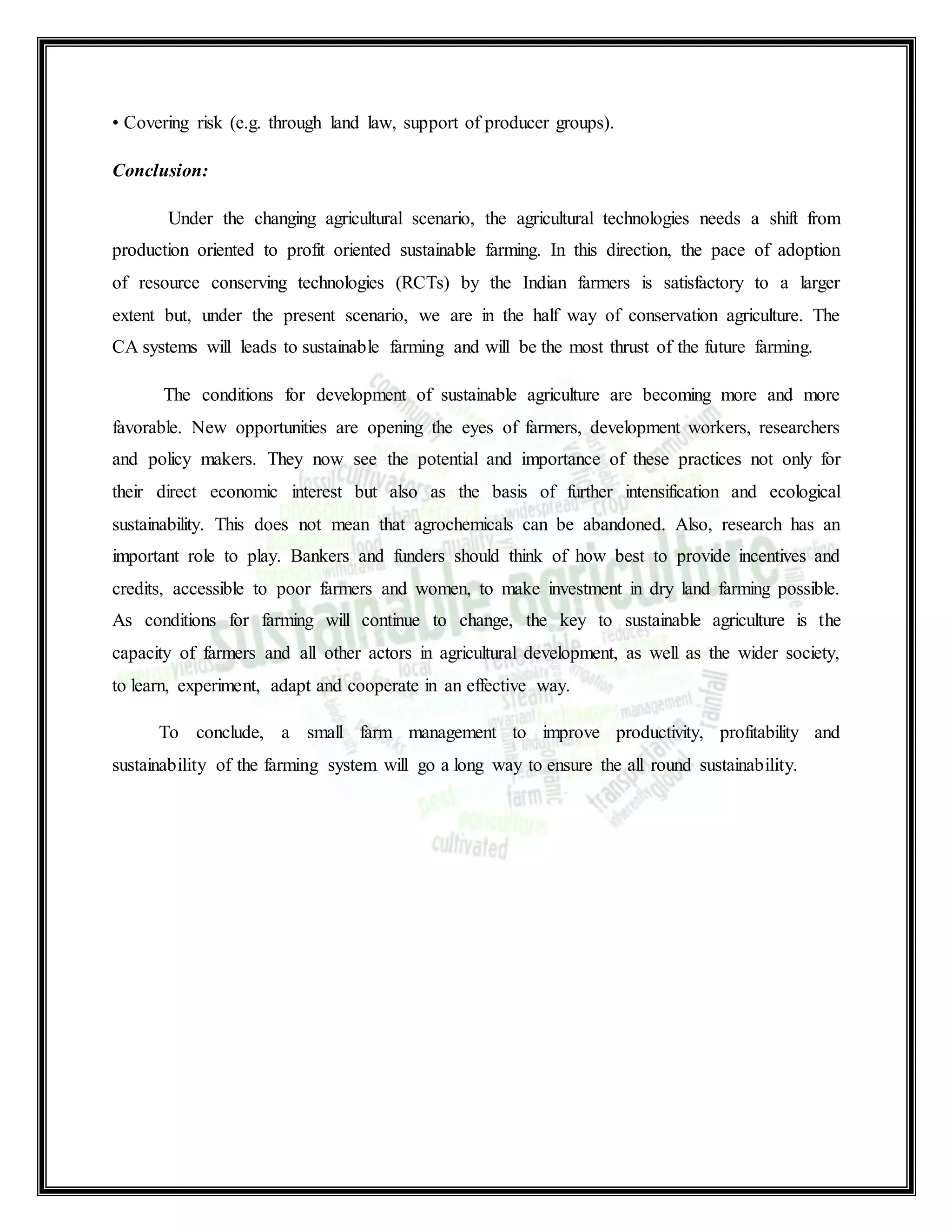 Sustainable Agriculture in India | DOCX