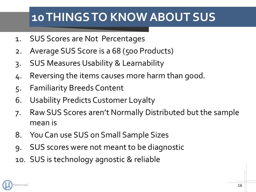 10 things you need to know about SUS - Jeff Sauro, MeasuringU