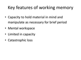 Working Memory and Learning Workshop - Susan Gathercole | PPTX