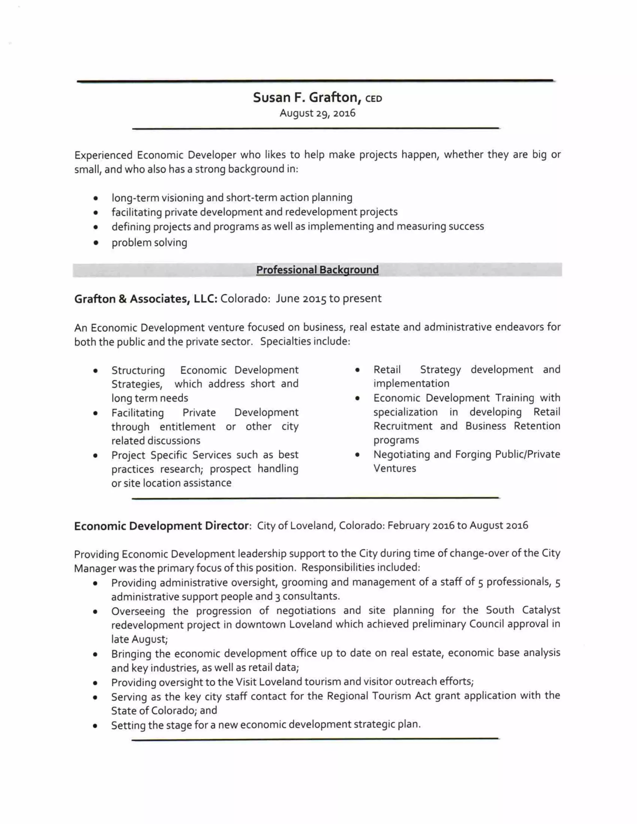Susan grafton resume august 2016 | PDF