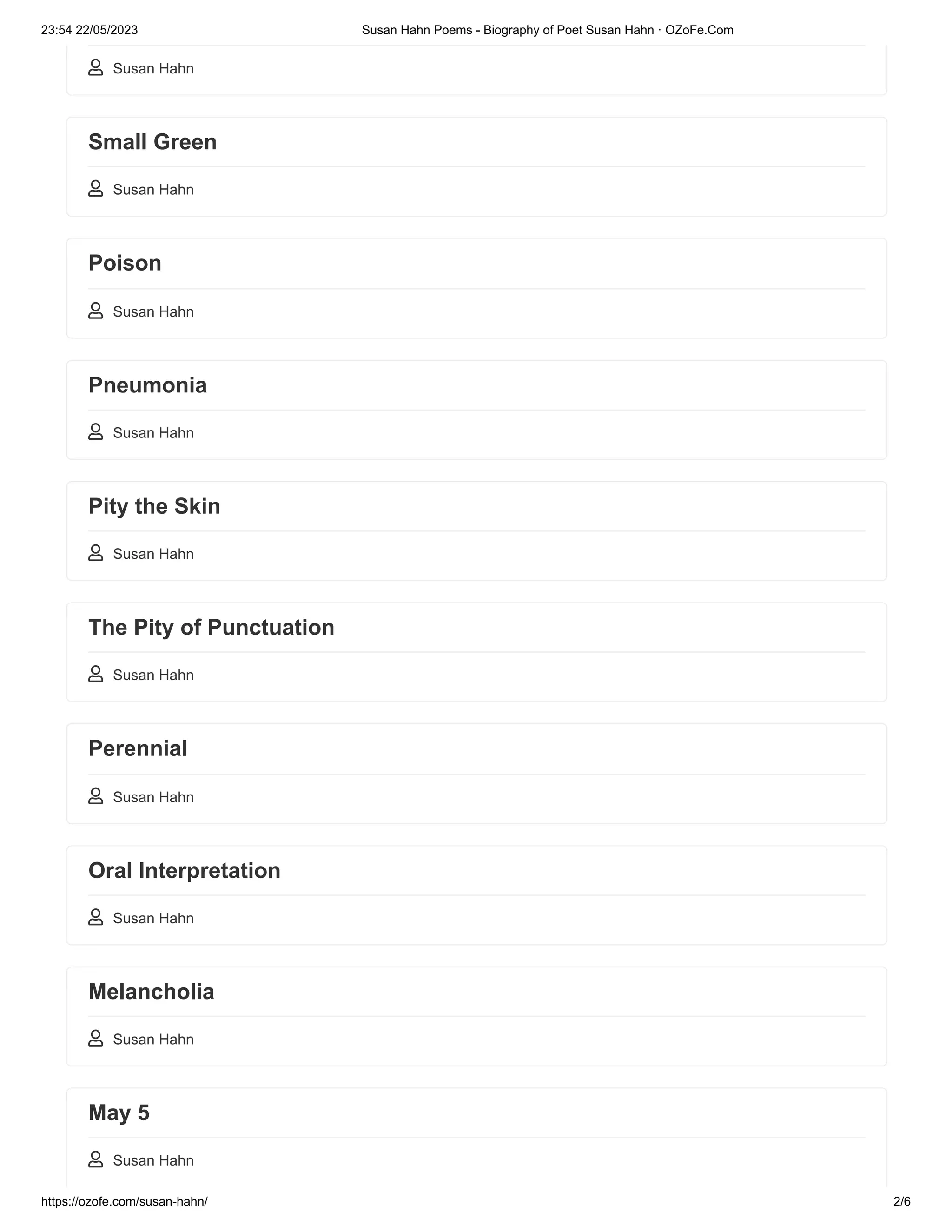 Susan Hahn Poems - Biography of Poet Susan Hahn · OZoFe.Com.pdf