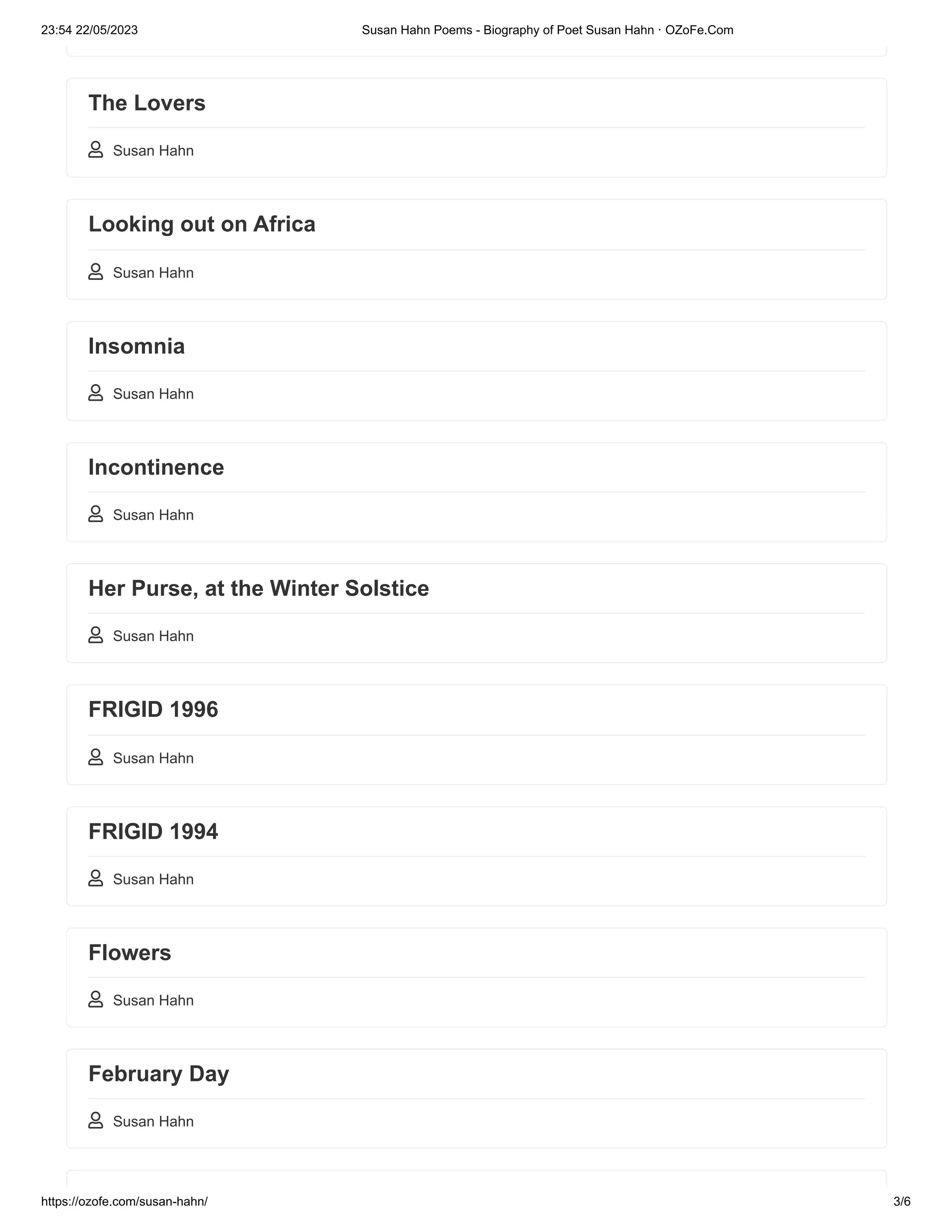 Susan Hahn Poems - Biography of Poet Susan Hahn · OZoFe.Com.pdf