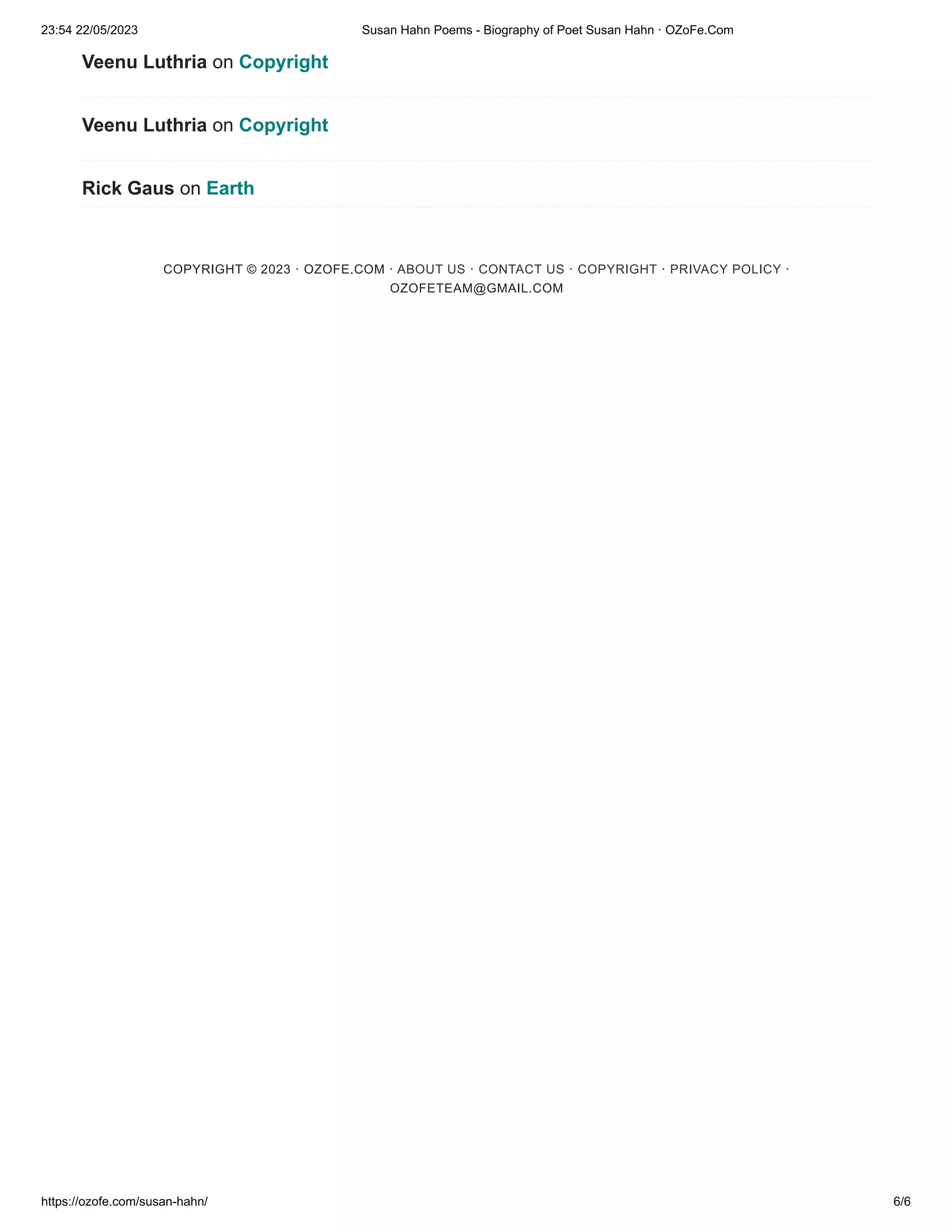 Susan Hahn Poems - Biography of Poet Susan Hahn · OZoFe.Com.pdf