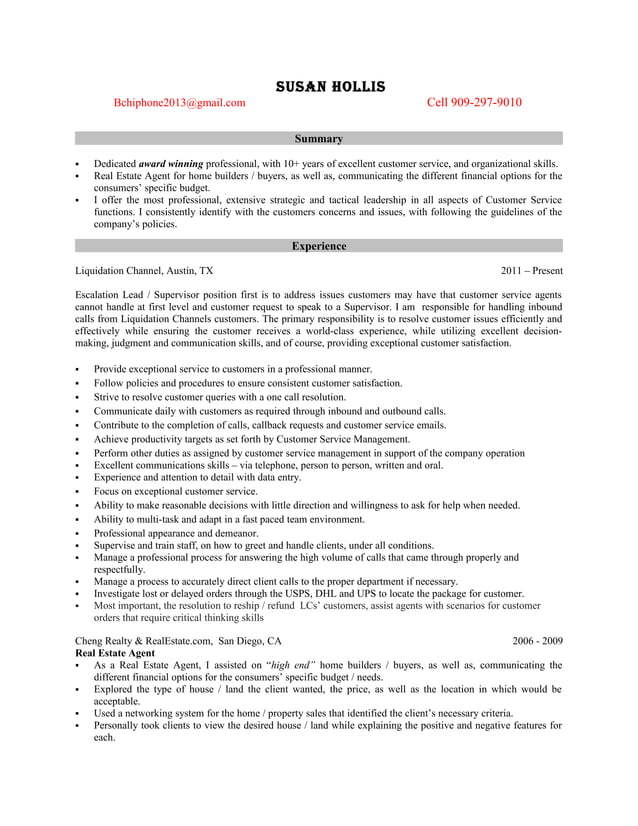 Susan hollis cv resume july 2015 | DOC