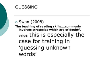 Reading and Vocabulary: Knowing, Guessing and Looking It Up | PPTX