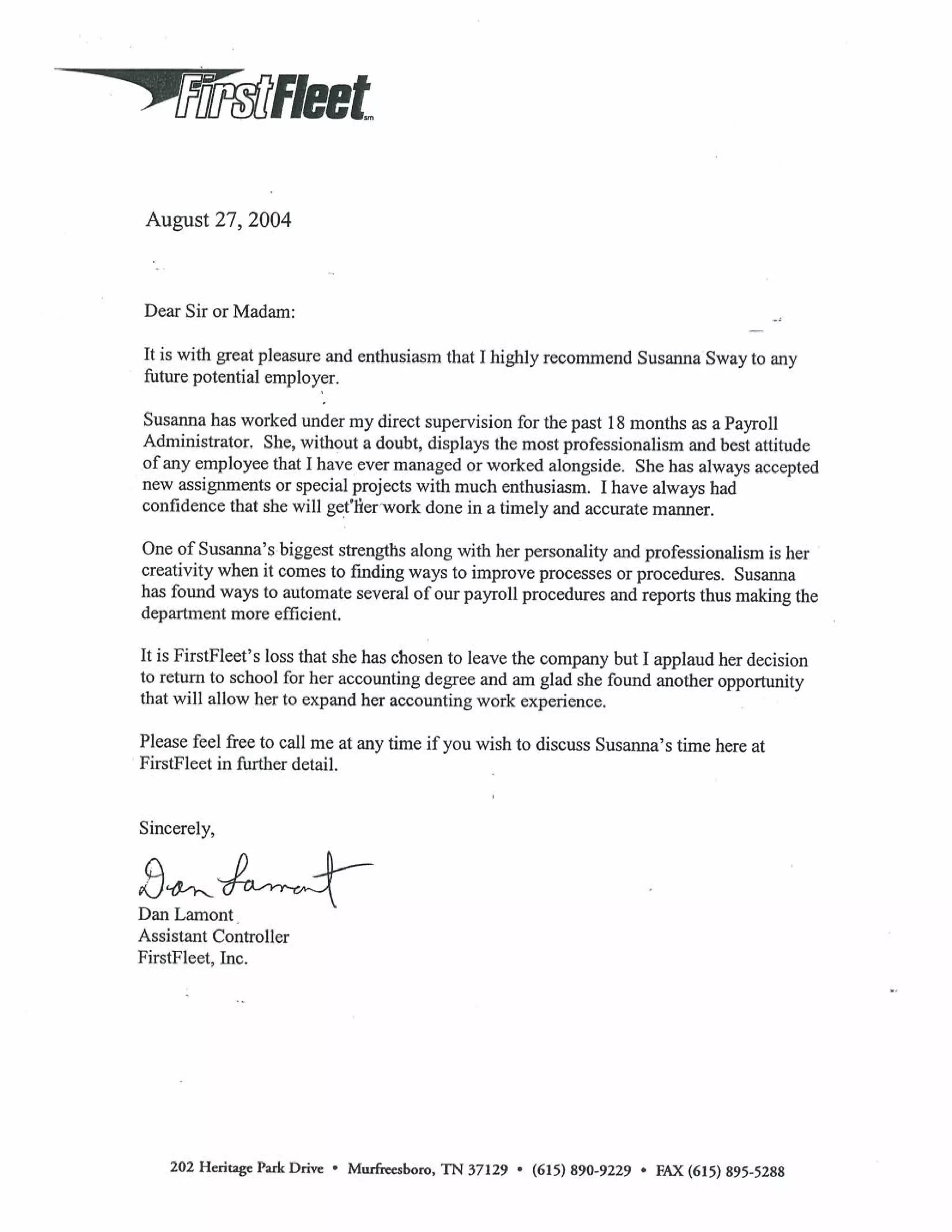 Susanna Sway Shea Homes Letter of Recommendation | PDF