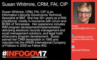 Susan Whitmire & Donda Young - #InfoGov17 - Lessons Learned ...