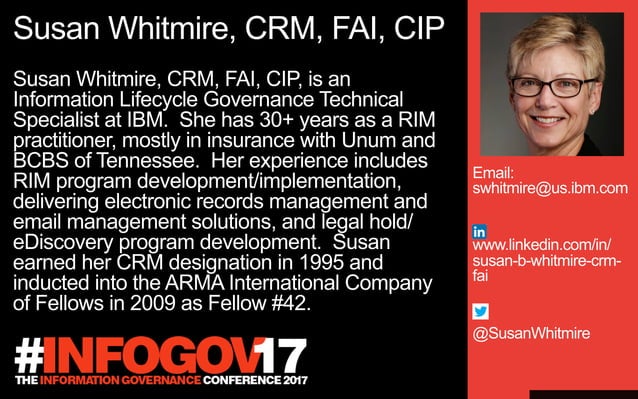 Susan Whitmire & Donda Young - #InfoGov17 - Lessons Learned ...